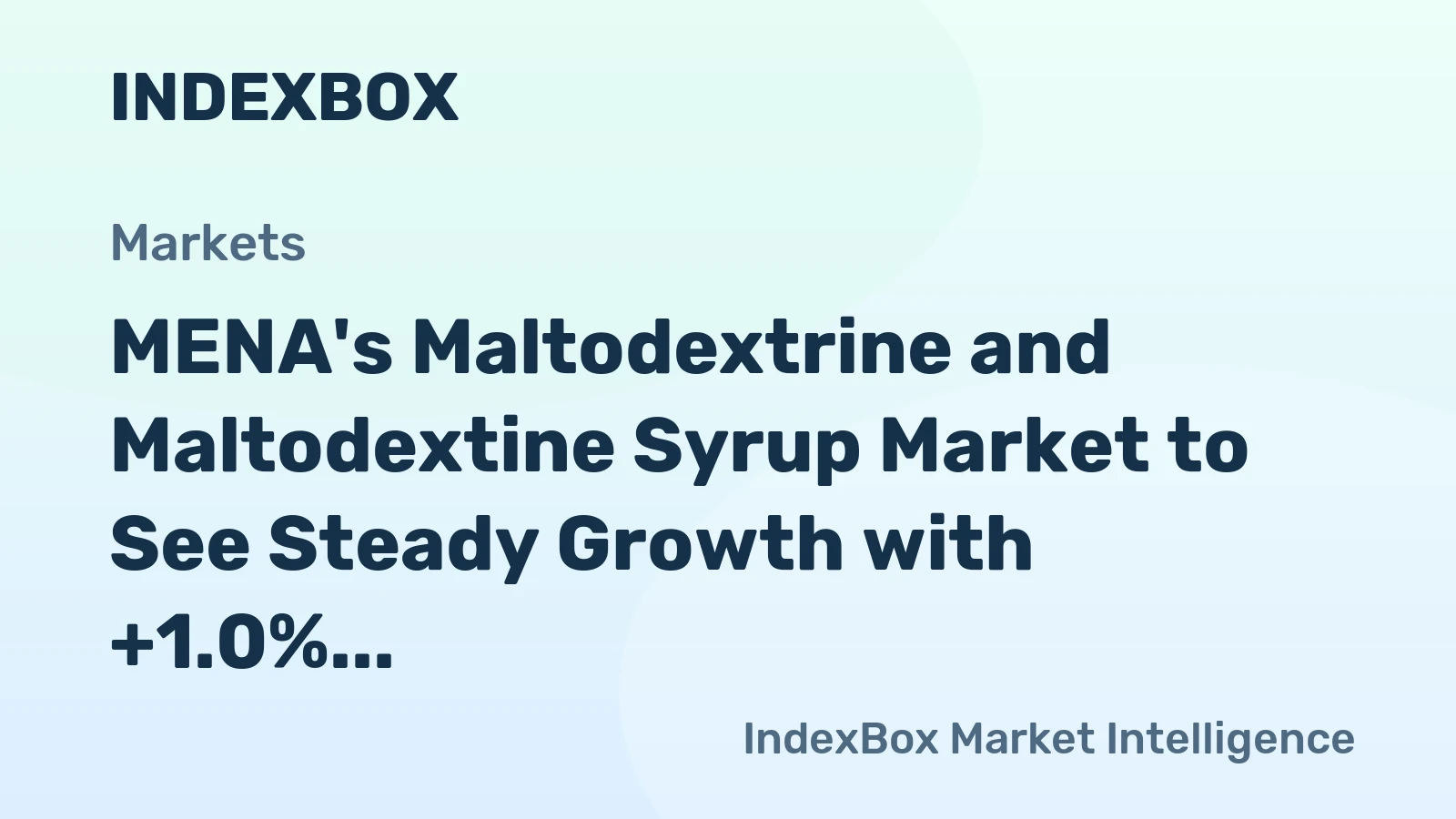 MENA's Maltodextrine and Maltodextine Syrup Market to See Steady Growth with +1.0% CAGR