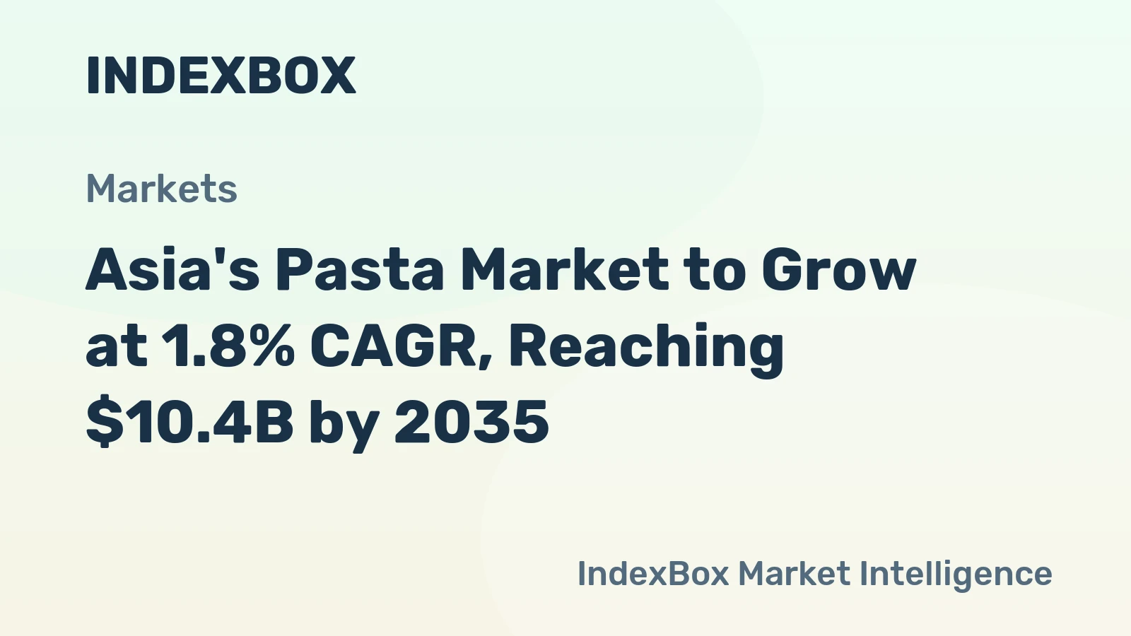 Asia's Pasta Market to Grow at 1.8% CAGR, Reaching $10.4B by 2035