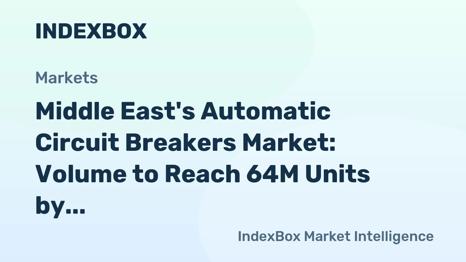 Middle East's Automatic Circuit Breakers Market: Volume to Reach 64M Units by 2035, Value to Hit $748M