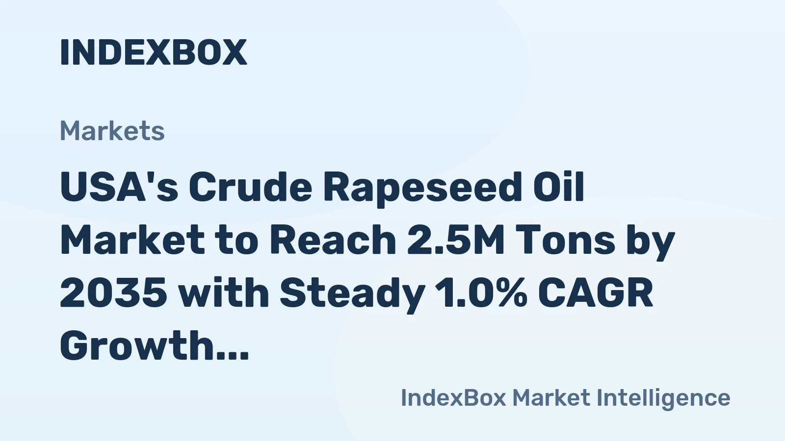 USA's Crude Rapeseed Oil Market to Reach 2.5M Tons by 2035 with Steady 1.0% CAGR Growth