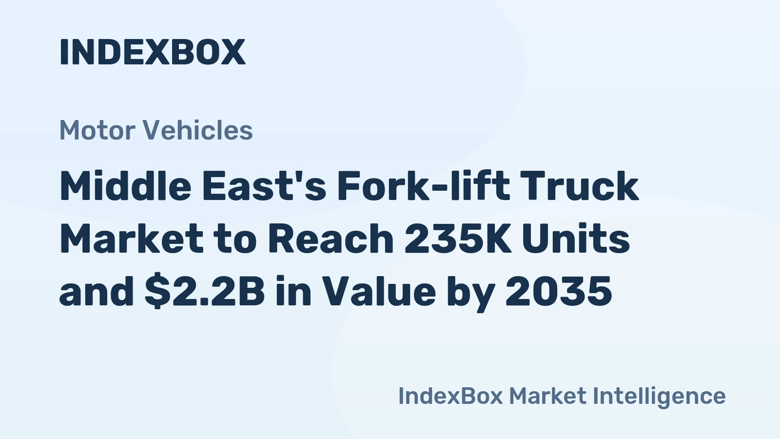 Middle East's Fork-lift Truck Market to Reach 235K Units and $2.2B in Value by 2035