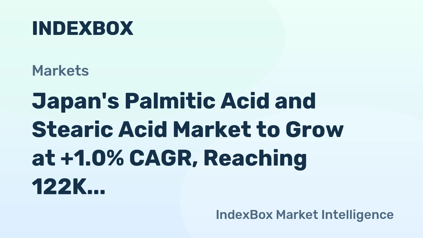 Japan's Palmitic Acid and Stearic Acid Market to Grow at +1.0% CAGR, Reaching 122K Tons by 2035