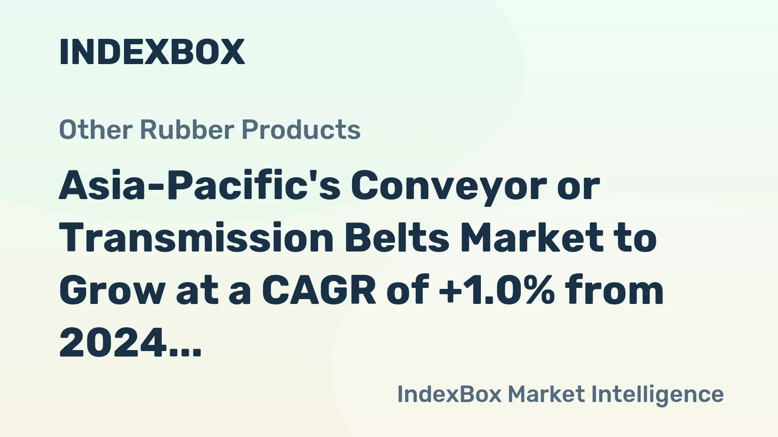 Asia-Pacific's Conveyor or Transmission Belts Market to Grow at a CAGR of +1.0% from 2024 to 2035