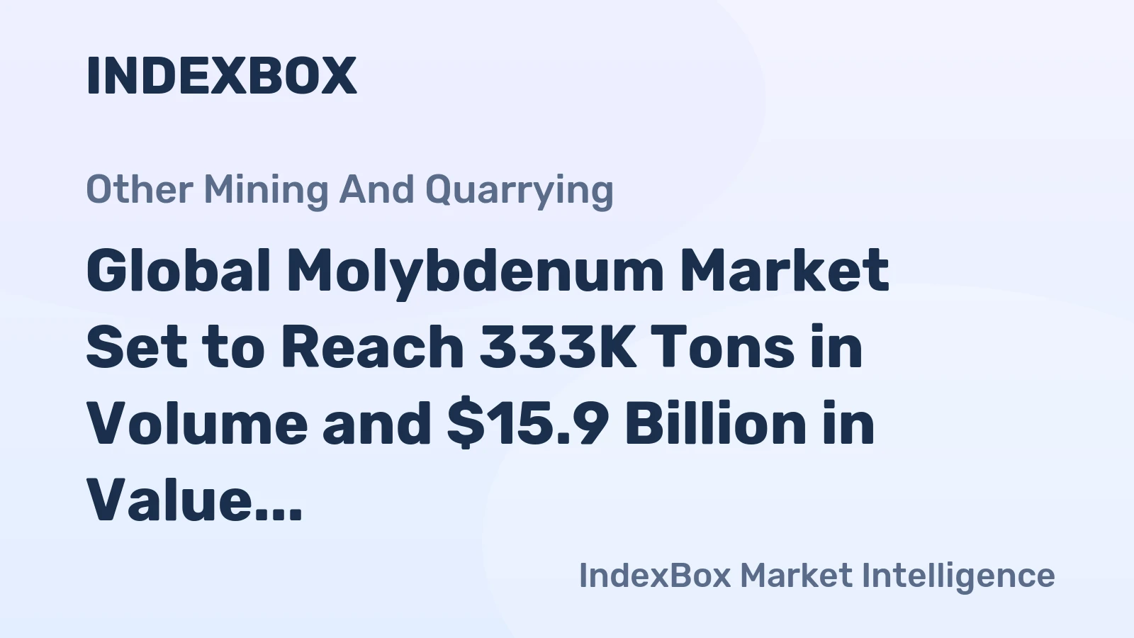Global Molybdenum Market Set to Reach 333K Tons in Volume and $15.9 Billion in Value by 2035