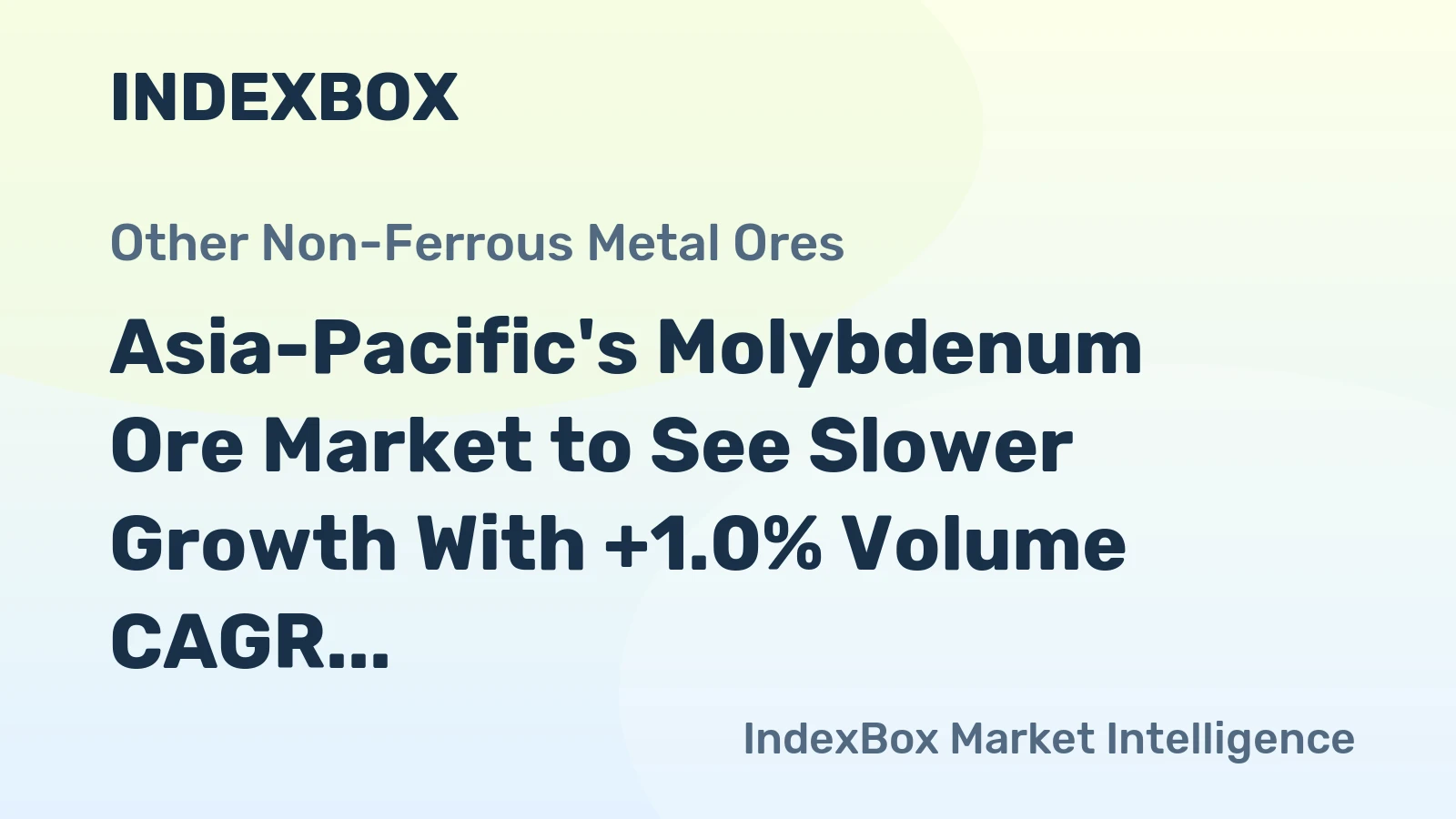Asia-Pacific's Molybdenum Ore Market to See Slower Growth With +1.0% Volume CAGR Through 2035