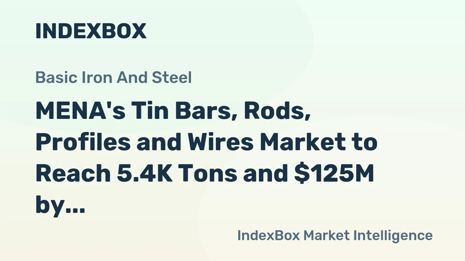 MENA's Tin Bars, Rods, Profiles and Wires Market to Reach 5.4K Tons and $125M by 2035