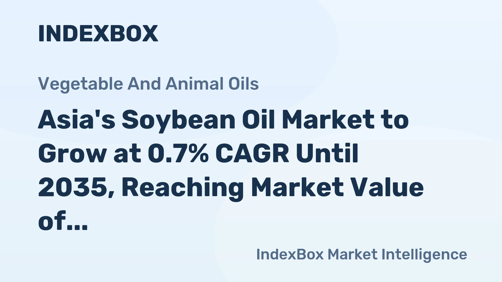 Asia's Soybean Oil Market to Grow at 0.7% CAGR Until 2035, Reaching Market Value of $36.5B