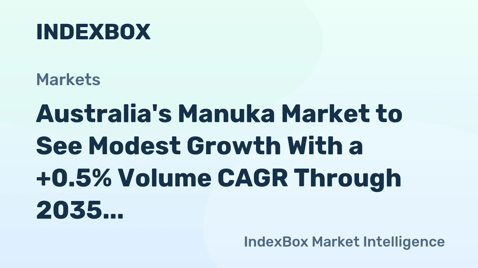 Australia's Manuka Market to See Modest Growth With a +0.5% Volume CAGR Through 2035