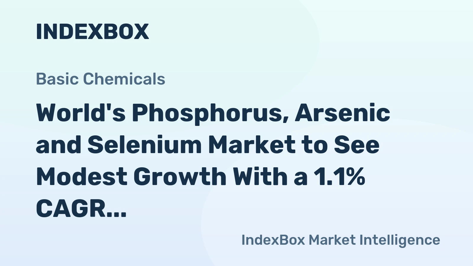 World's Phosphorus, Arsenic and Selenium Market to See Modest Growth With a 1.1% CAGR Through 2035