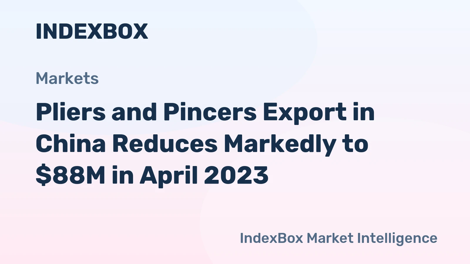 Pliers and Pincers Export in China Reduces Markedly to $88M in April 2023