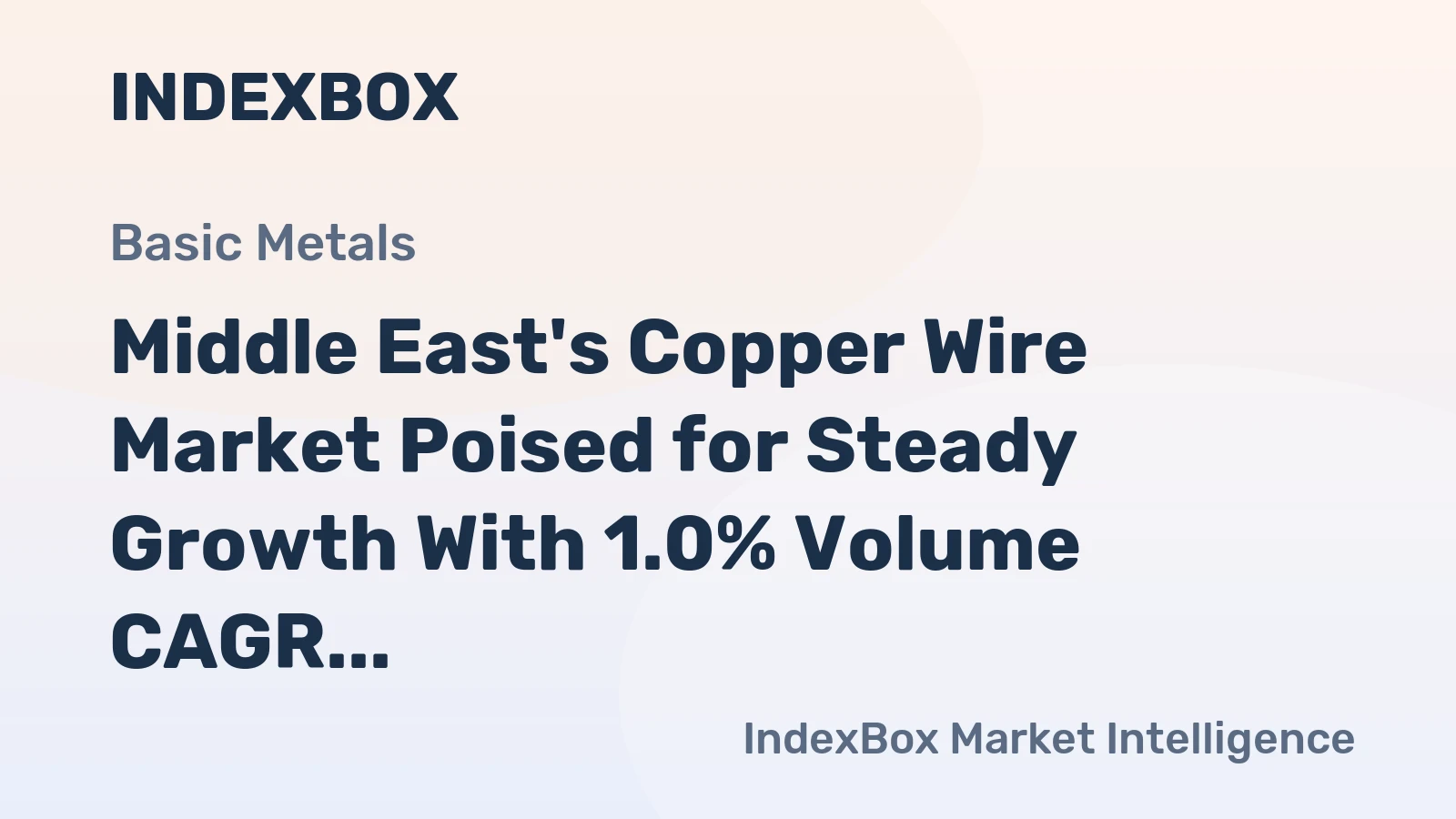 Middle East's Copper Wire Market Poised for Steady Growth With 1.0% Volume CAGR Through 2035