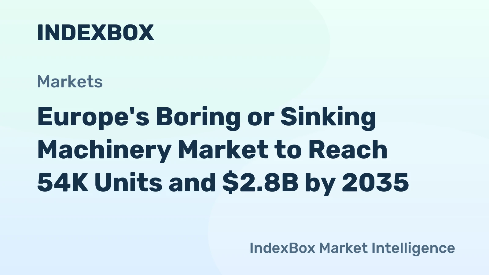 Europe's Boring or Sinking Machinery Market to Reach 54K Units and $2.8B by 2035