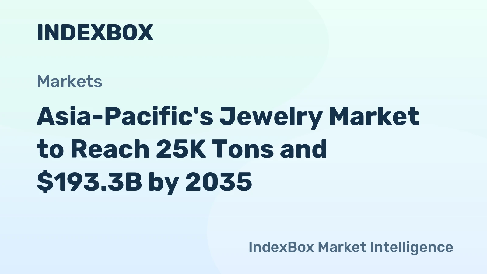 Asia-Pacific's Jewelry Market to Reach 25K Tons and $193.3B by 2035