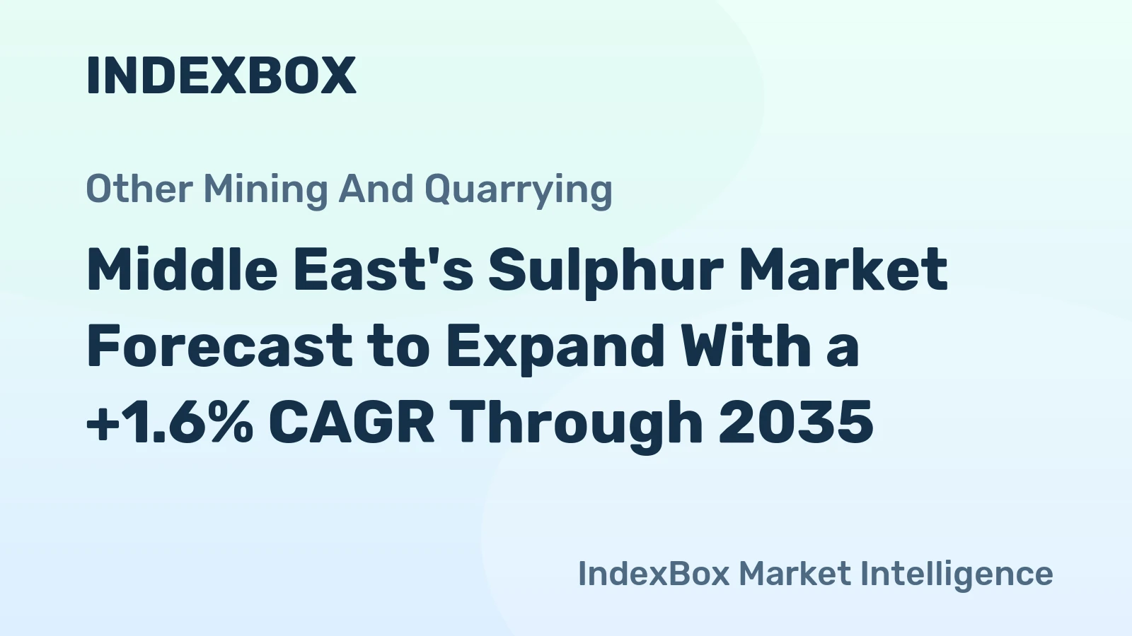 Middle East's Sulphur Market Forecast to Expand With a +1.6% CAGR Through 2035