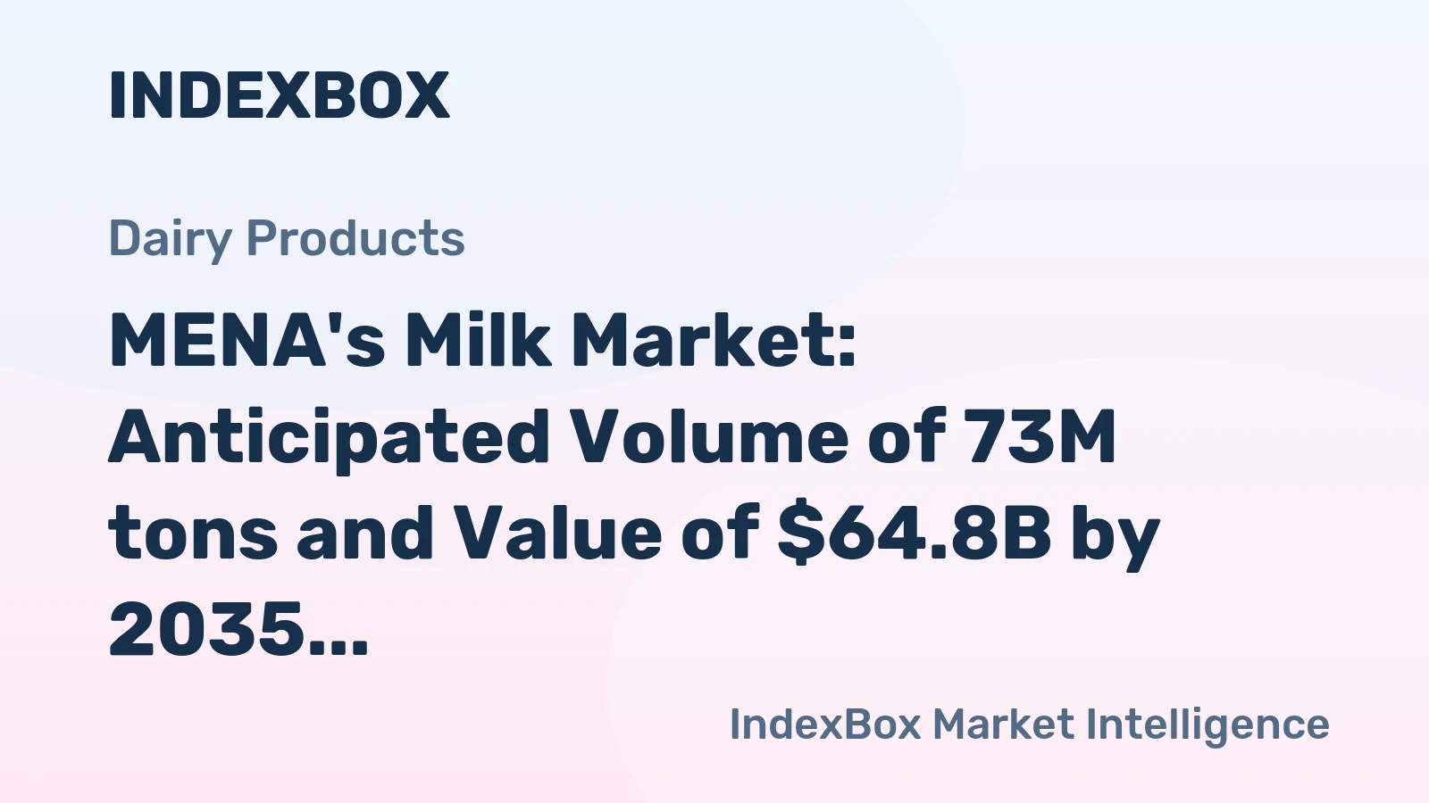 MENA's Milk Market: Anticipated Volume of 73M tons and Value of $64.8B by 2035