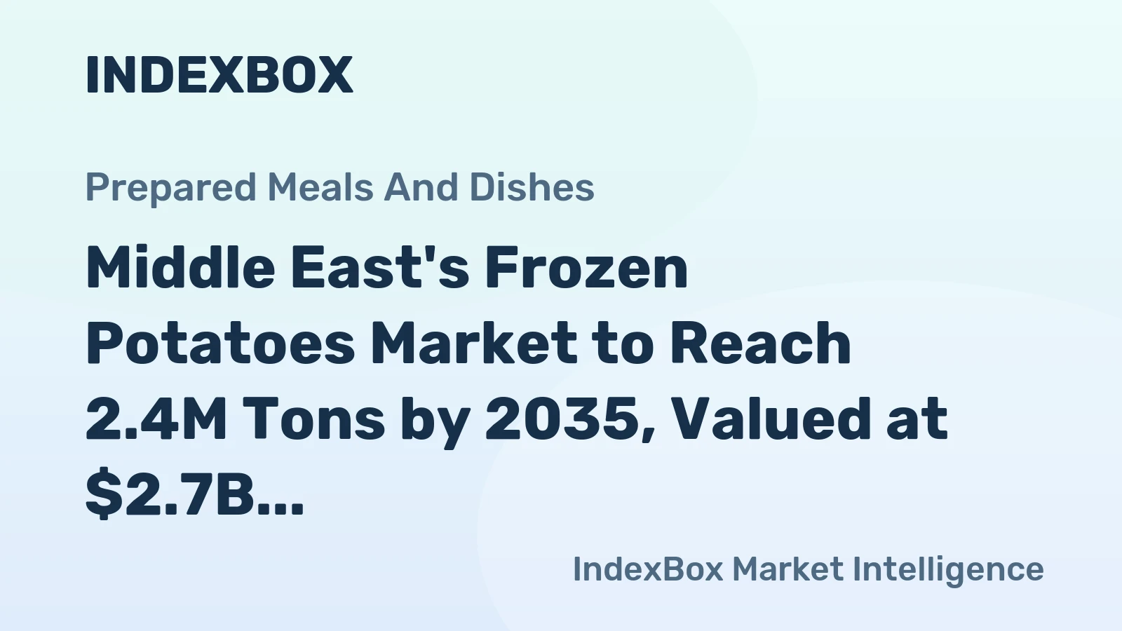 Middle East's Frozen Potatoes Market to Reach 2.4M Tons by 2035, Valued at $2.7B