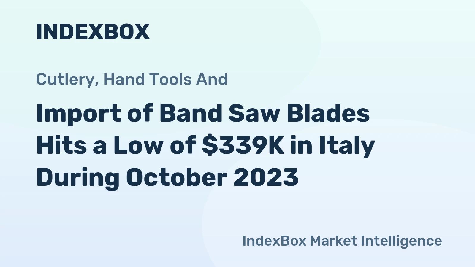 Import of Band Saw Blades Hits a Low of $339K in Italy During October 2023