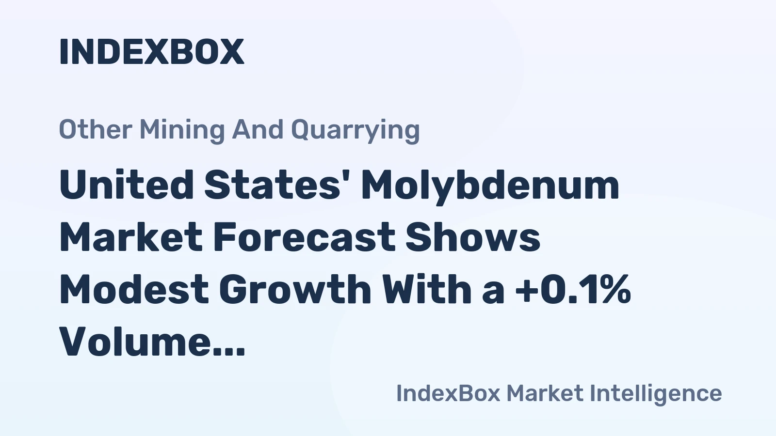 United States' Molybdenum Market Forecast Shows Modest Growth With a +0.1% Volume CAGR