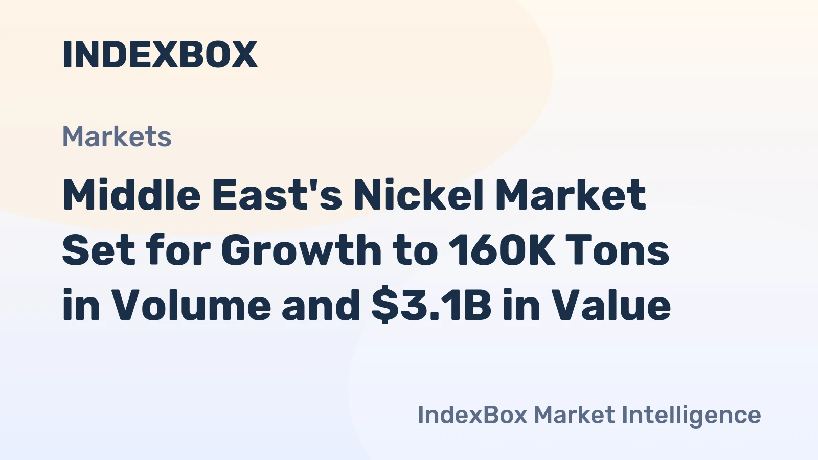 Middle East's Nickel Market Set for Growth to 160K Tons in Volume and $3.1B in Value