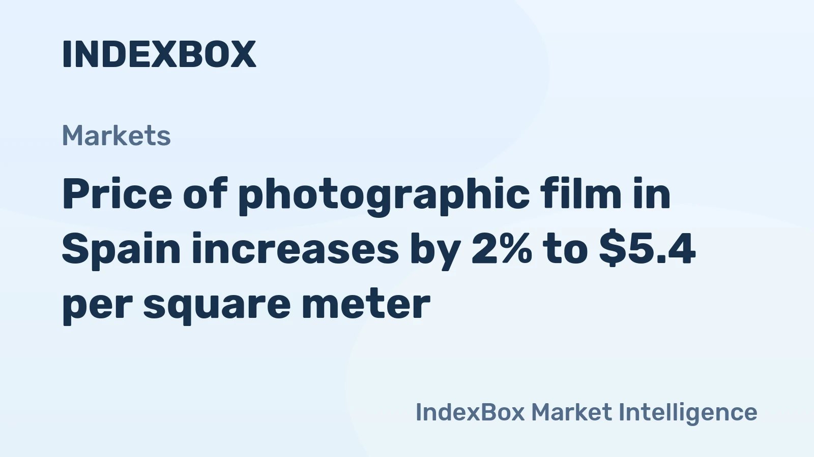 Price of photographic film in Spain increases by 2% to $5.4 per square meter