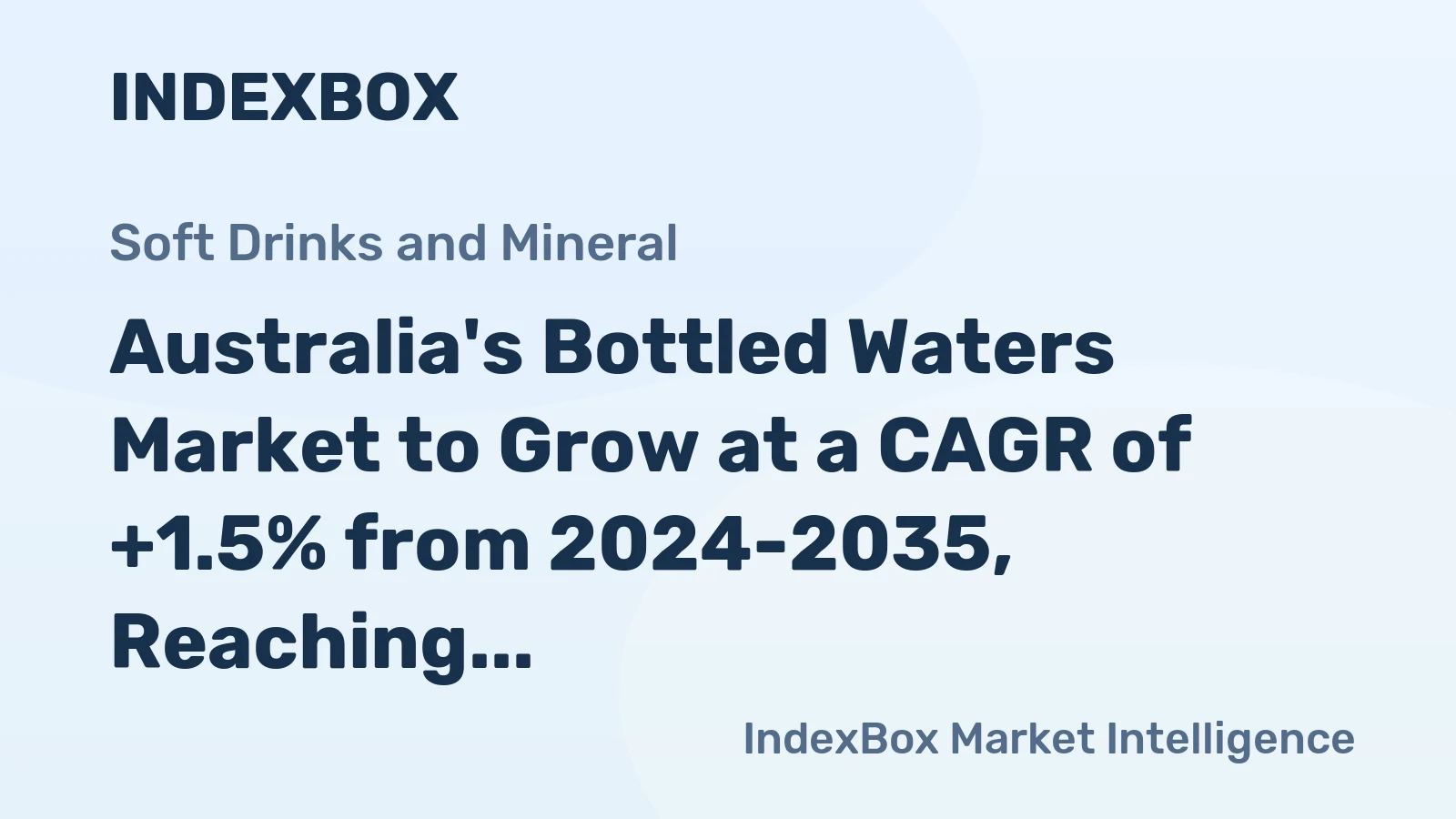Australia's Bottled Waters Market to Grow at a CAGR of +1.5% from 2024-2035, Reaching $2.1B by 2035