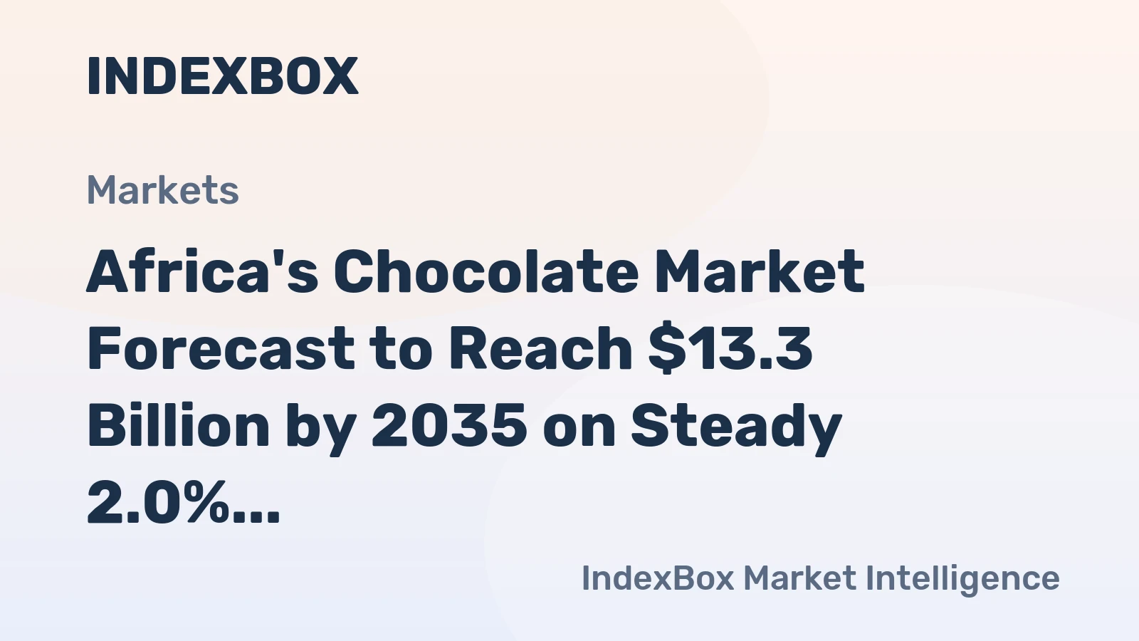 Africa's Chocolate Market Forecast to Reach $13.3 Billion by 2035 on Steady 2.0% CAGR Growth