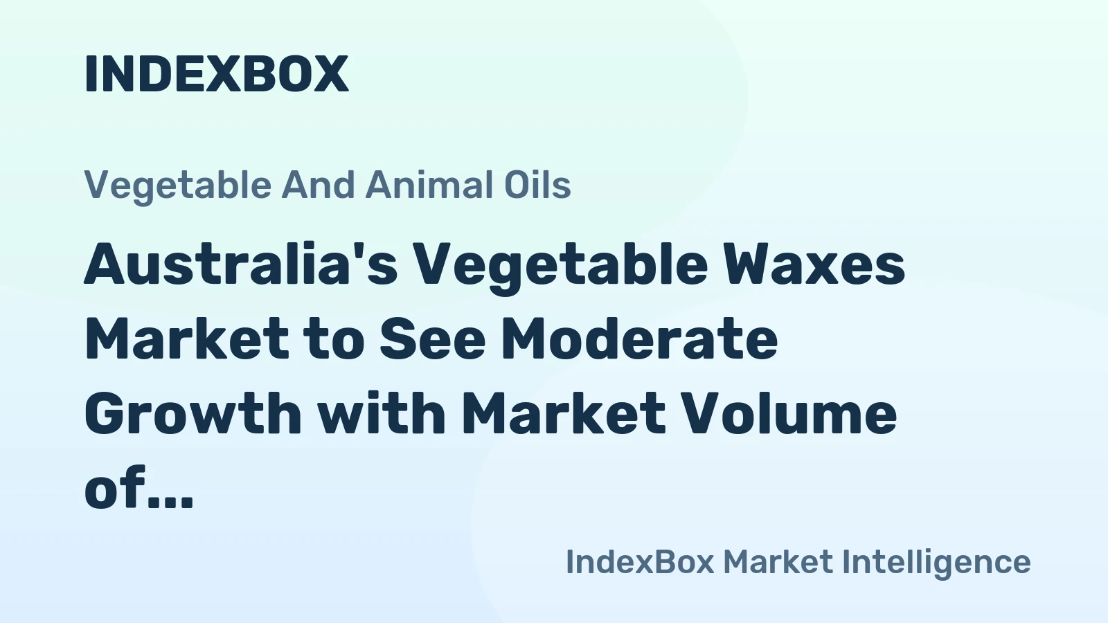 Australia's Vegetable Waxes Market to See Moderate Growth with Market Volume of 1.1K Tons and Market Value of $4.7M by 2035
