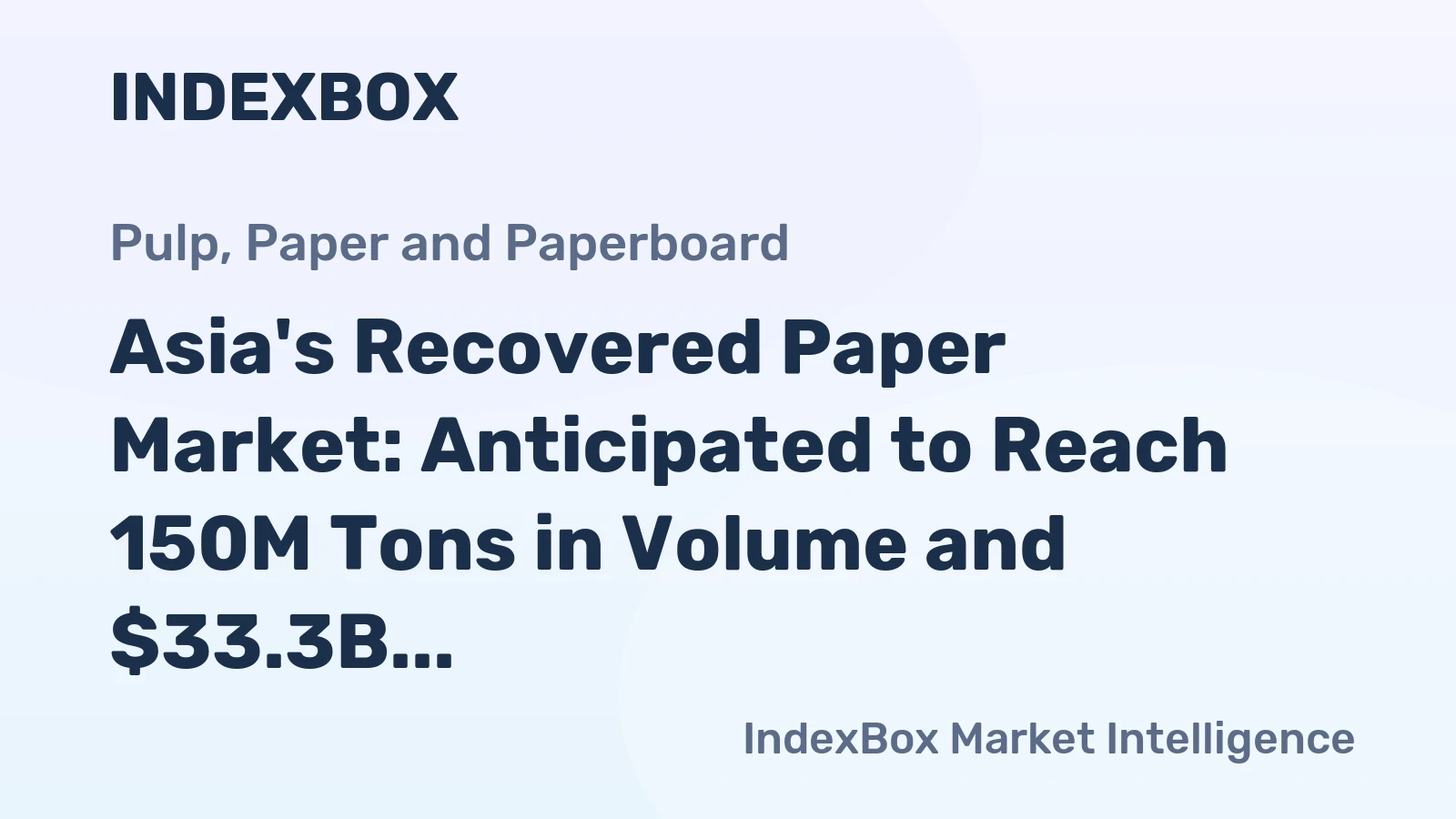 Asia's Recovered Paper Market: Anticipated to Reach 150M Tons in Volume and $33.3B in Value by 2035