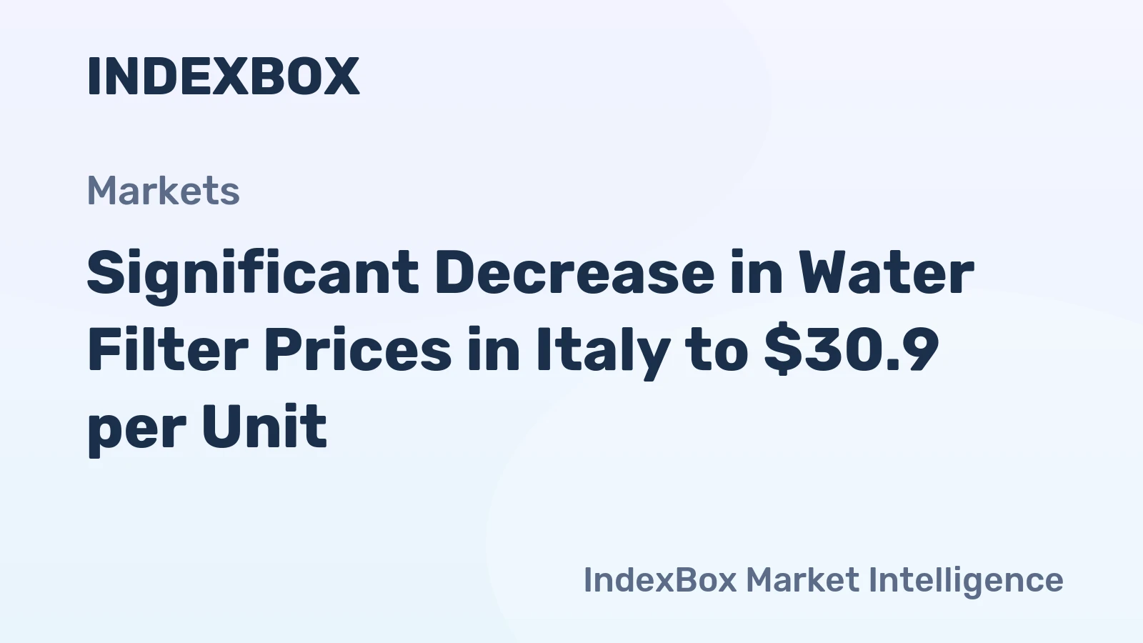 Significant Decrease in Water Filter Prices in Italy to $30.9 per Unit