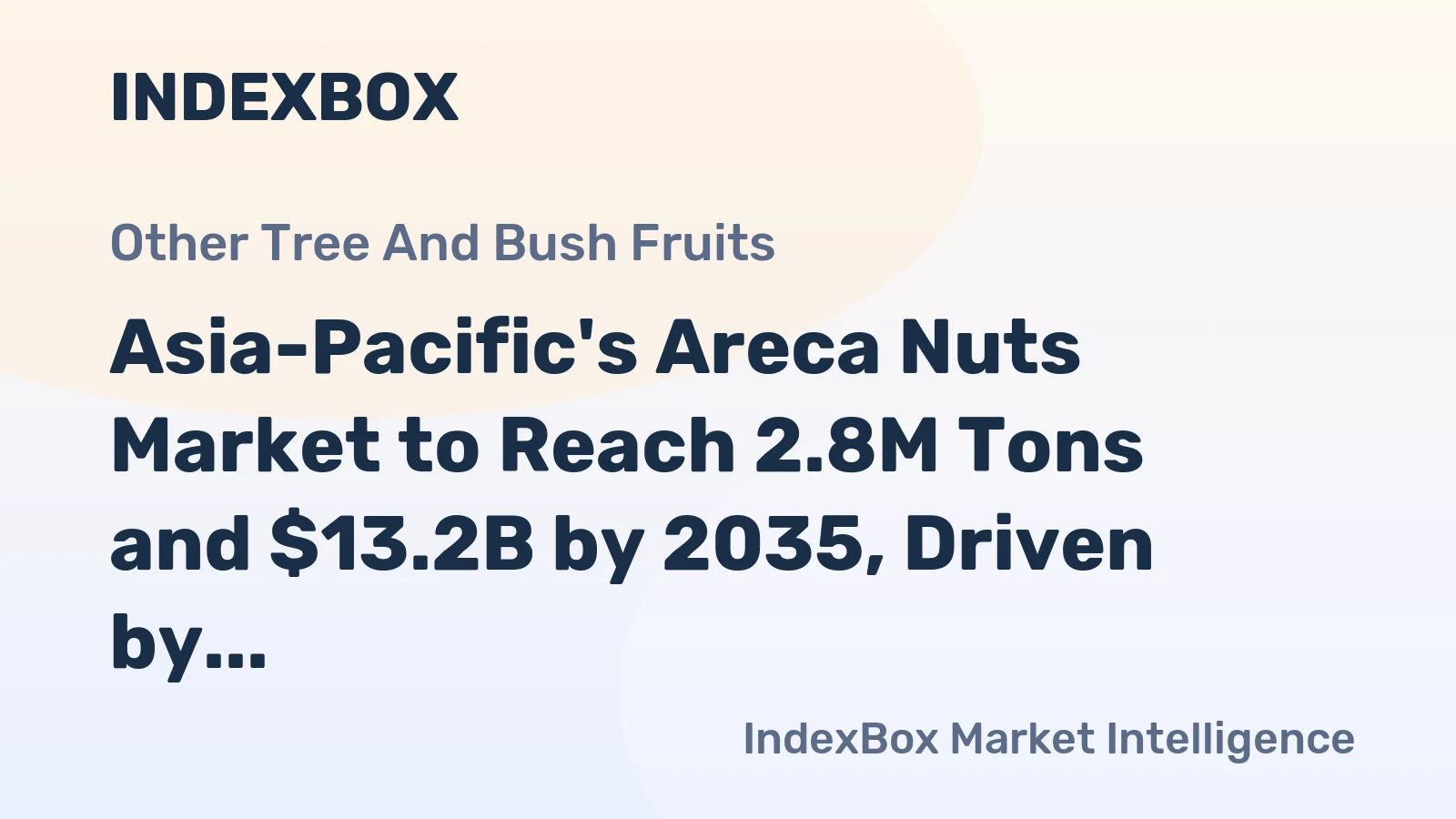 Asia-Pacific's Areca Nuts Market to Reach 2.8M Tons and $13.2B by 2035, Driven by Growing Demand