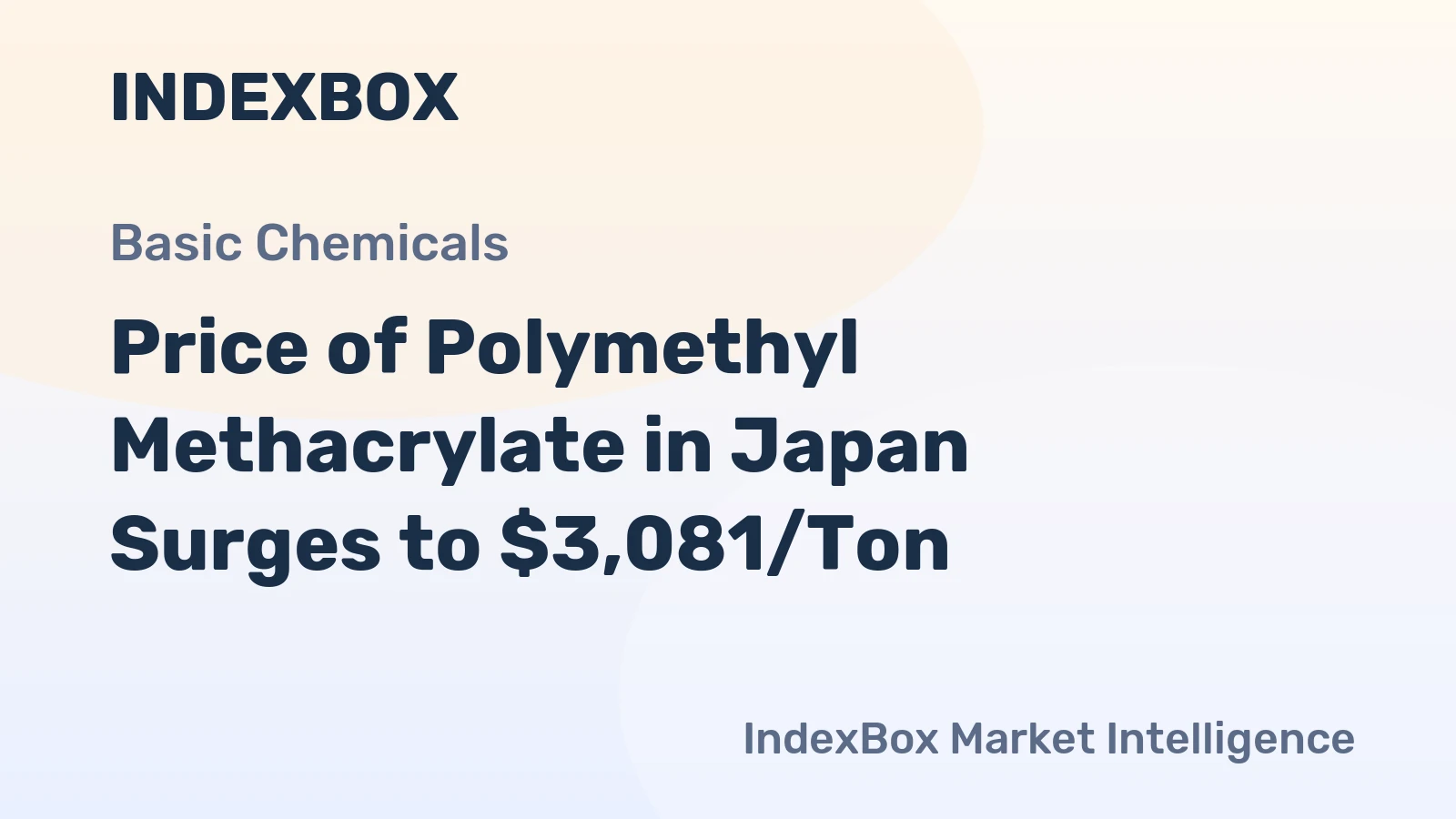 Price of Polymethyl Methacrylate in Japan Surges to $3,081/Ton