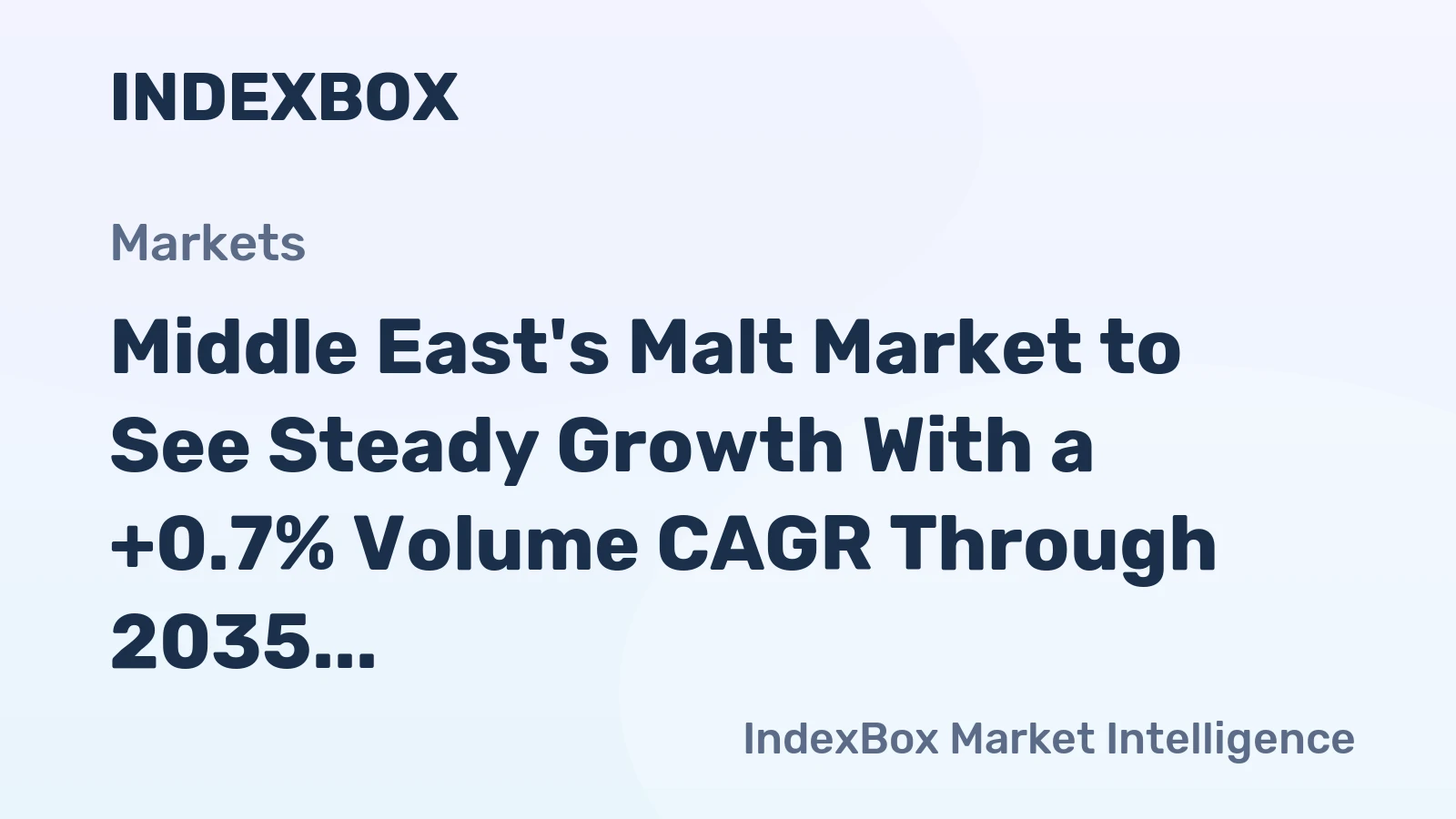 Middle East's Malt Market to See Steady Growth With a +0.7% Volume CAGR Through 2035