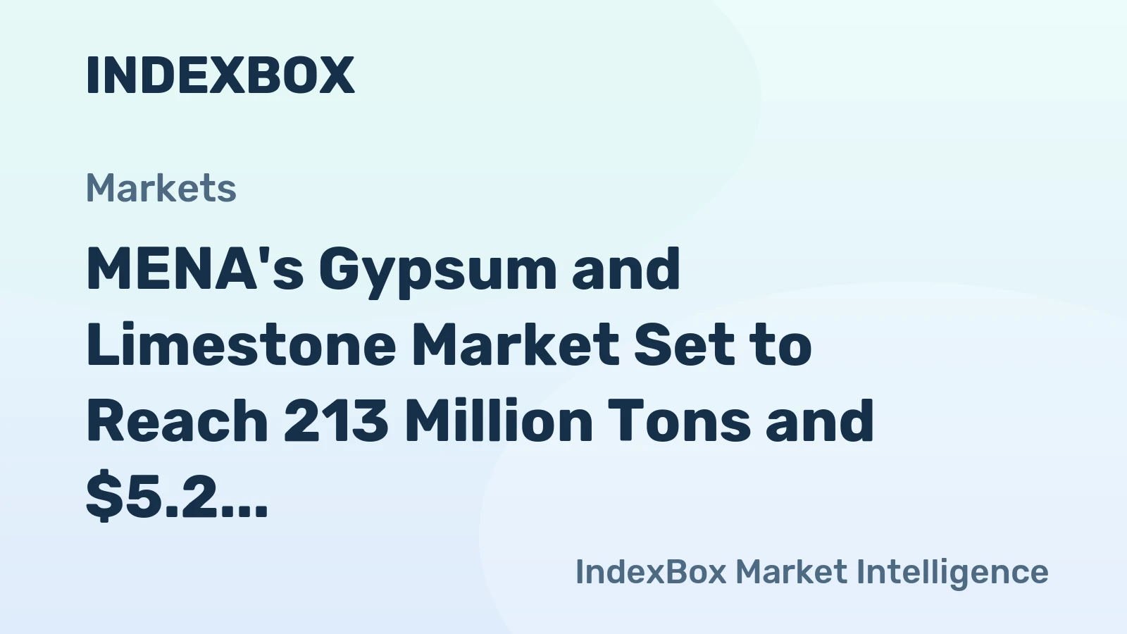 MENA's Gypsum and Limestone Market Set to Reach 213 Million Tons and $5.2 Billion by 2035