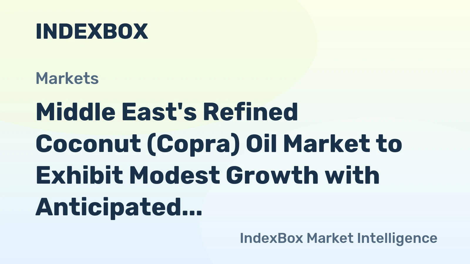 Middle East's Refined Coconut (Copra) Oil Market to Exhibit Modest Growth with Anticipated CAGR of +0.8% from 2024 to 2035