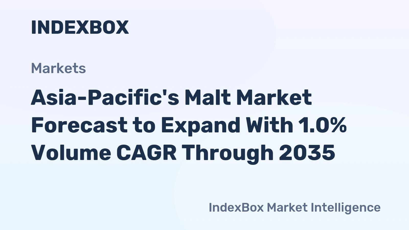 Asia-Pacific's Malt Market Forecast to Expand With 1.0% Volume CAGR Through 2035