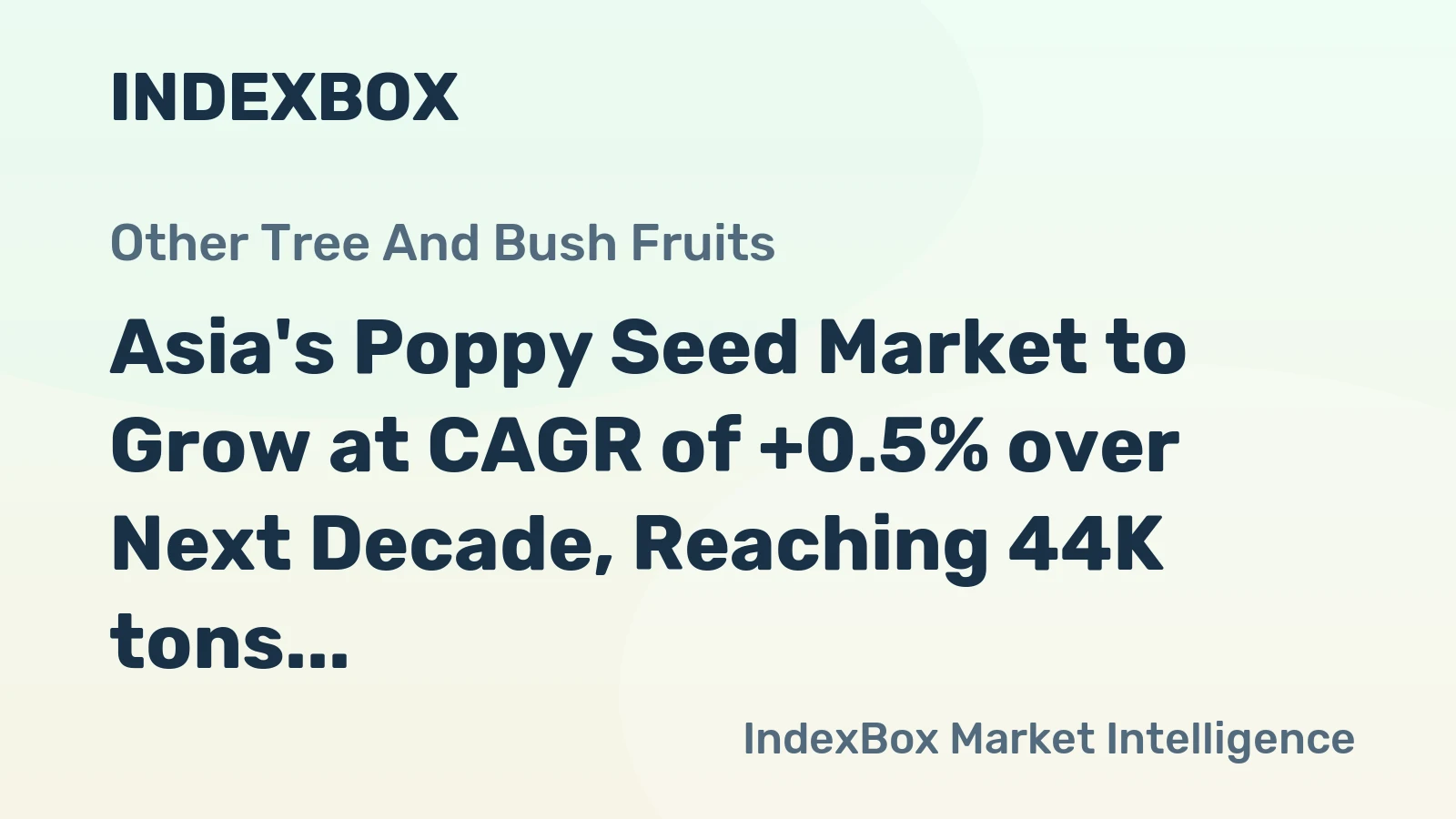 Asia's Poppy Seed Market to Grow at CAGR of +0.5% over Next Decade, Reaching 44K tons by 2035