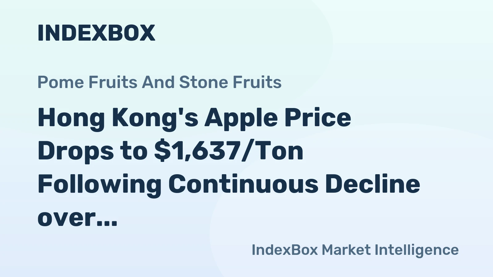 Hong Kong's Apple Price Drops to $1,637/Ton Following Continuous Decline over Five Months