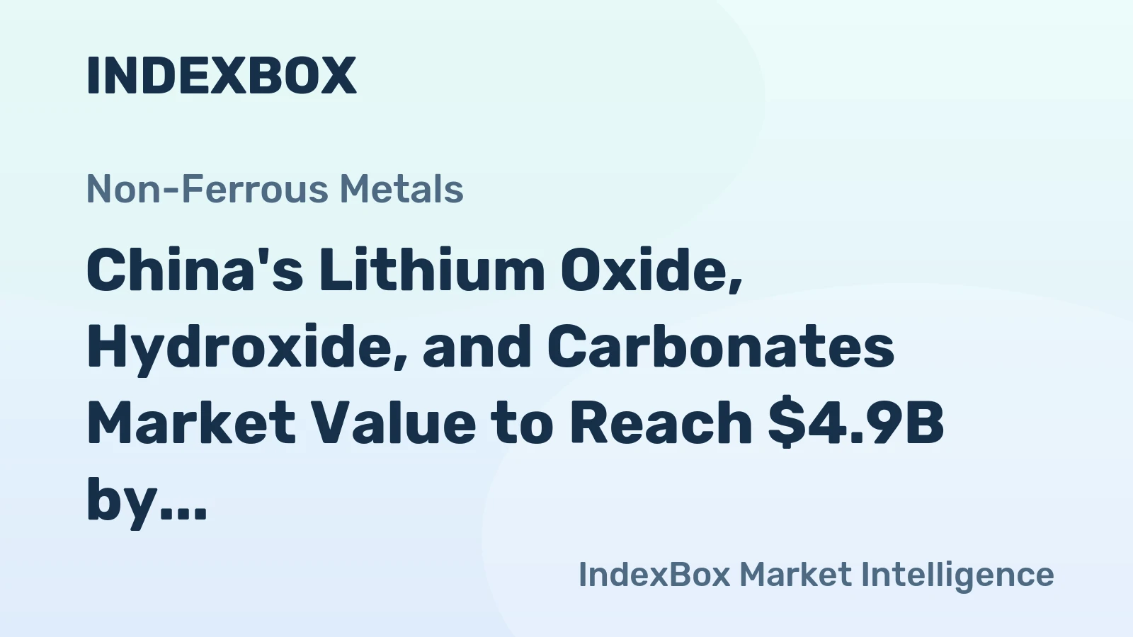 China's Lithium Oxide, Hydroxide, and Carbonates Market Value to Reach $4.9B by 2035, with CAGR of +2.5%