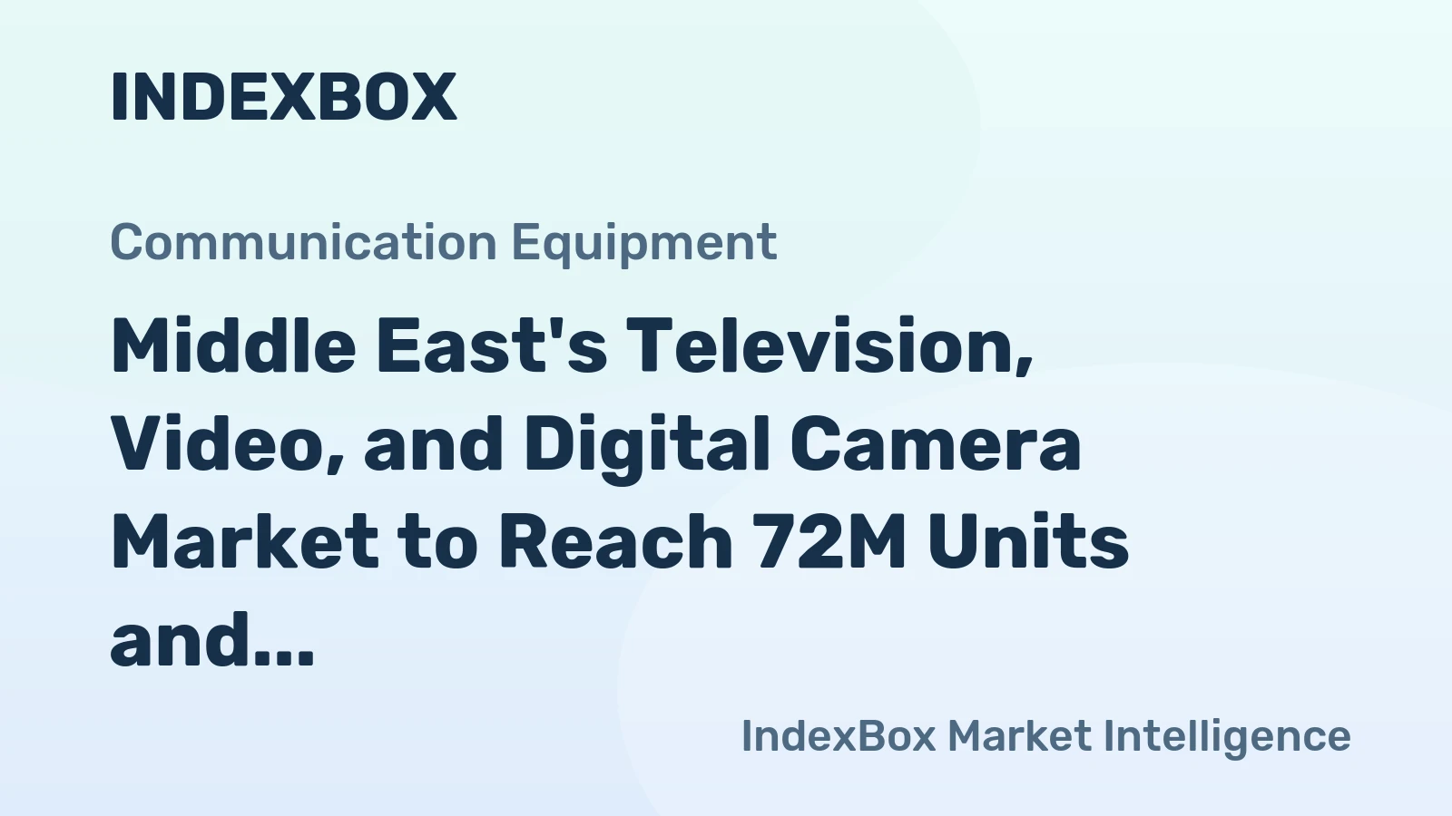 Middle East's Television, Video, and Digital Camera Market to Reach 72M Units and $3.6B by 2035