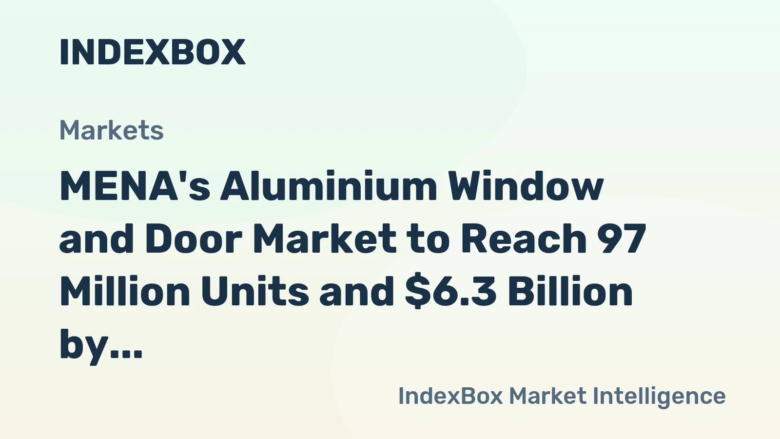 MENA's Aluminium Window and Door Market to Reach 97 Million Units and $6.3 Billion by 2035