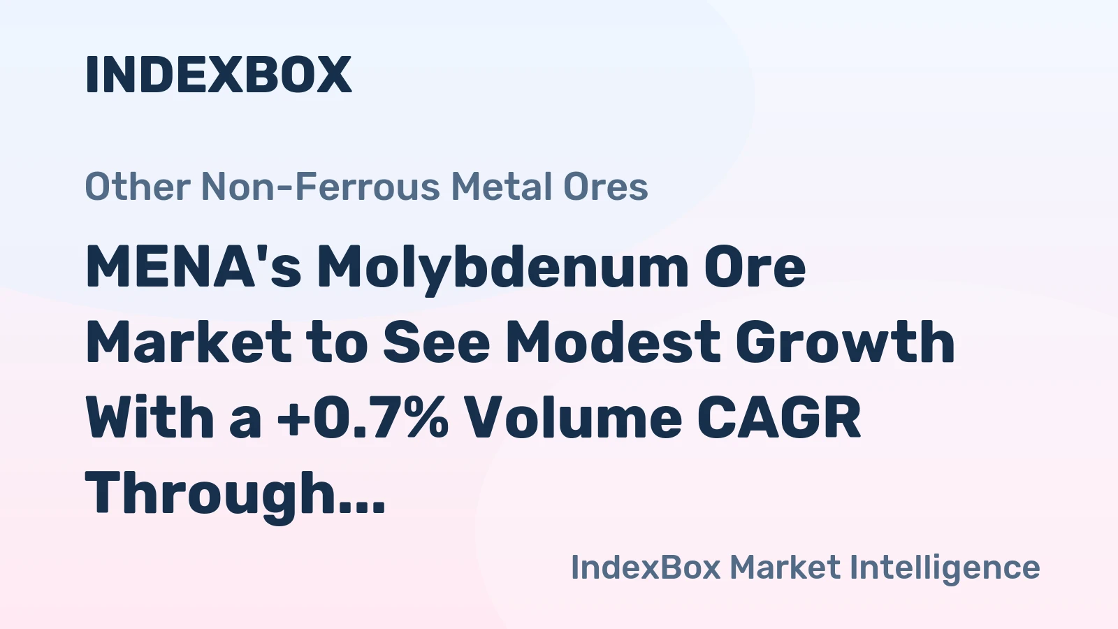 MENA's Molybdenum Ore Market to See Modest Growth With a +0.7% Volume CAGR Through 2035