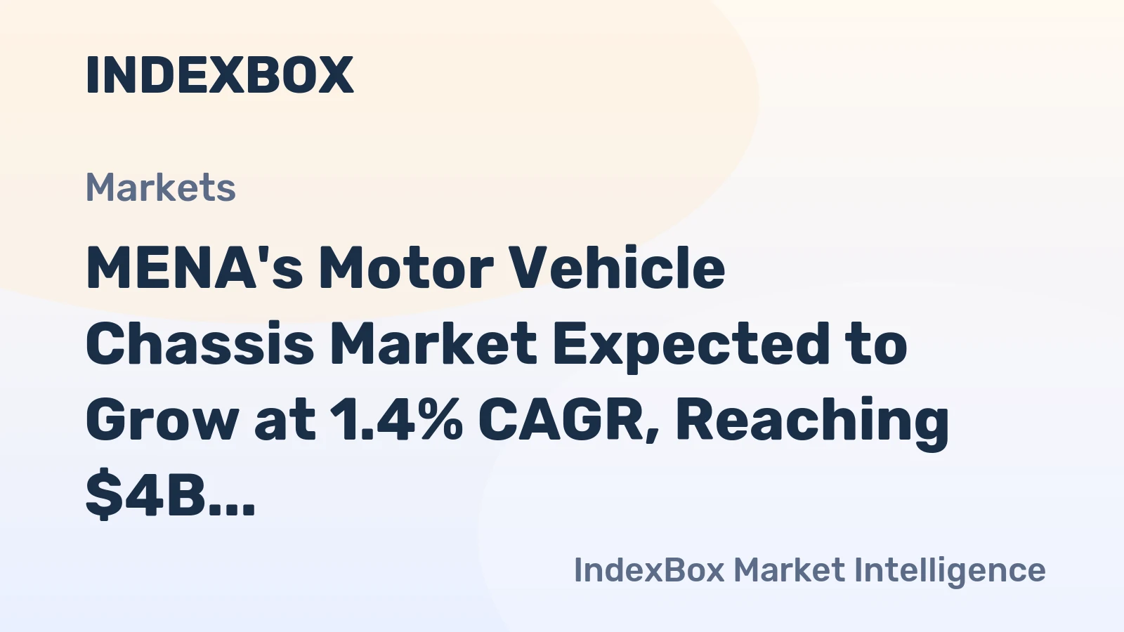 MENA's Motor Vehicle Chassis Market Expected to Grow at 1.4% CAGR, Reaching $4B by 2035