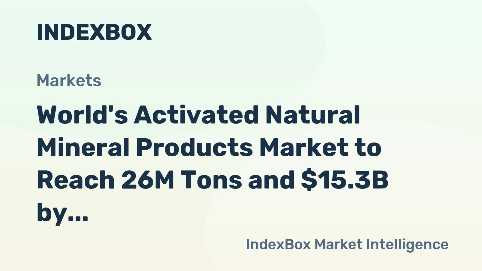 World's Activated Natural Mineral Products Market to Reach 26M Tons and $15.3B by 2035