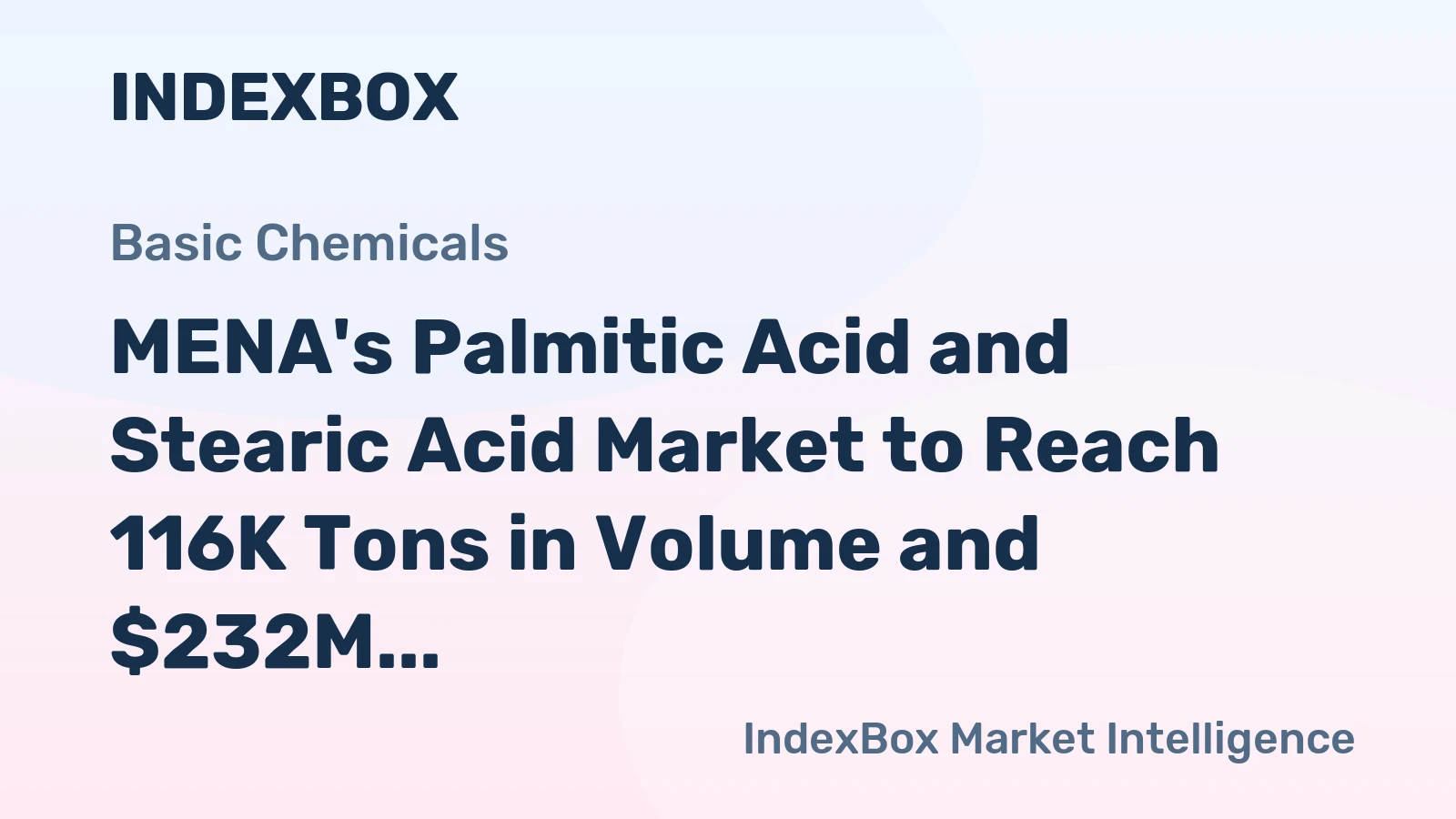 MENA's Palmitic Acid and Stearic Acid Market to Reach 116K Tons in Volume and $232M in Value by 2035