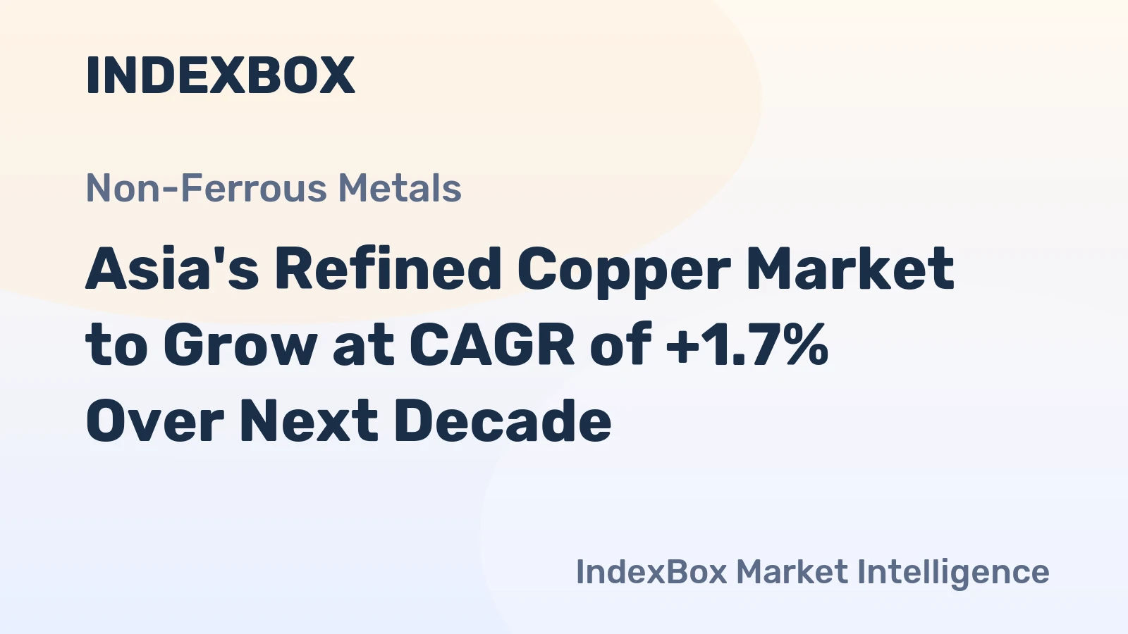 Asia's Refined Copper Market to Grow at CAGR of +1.7% Over Next Decade