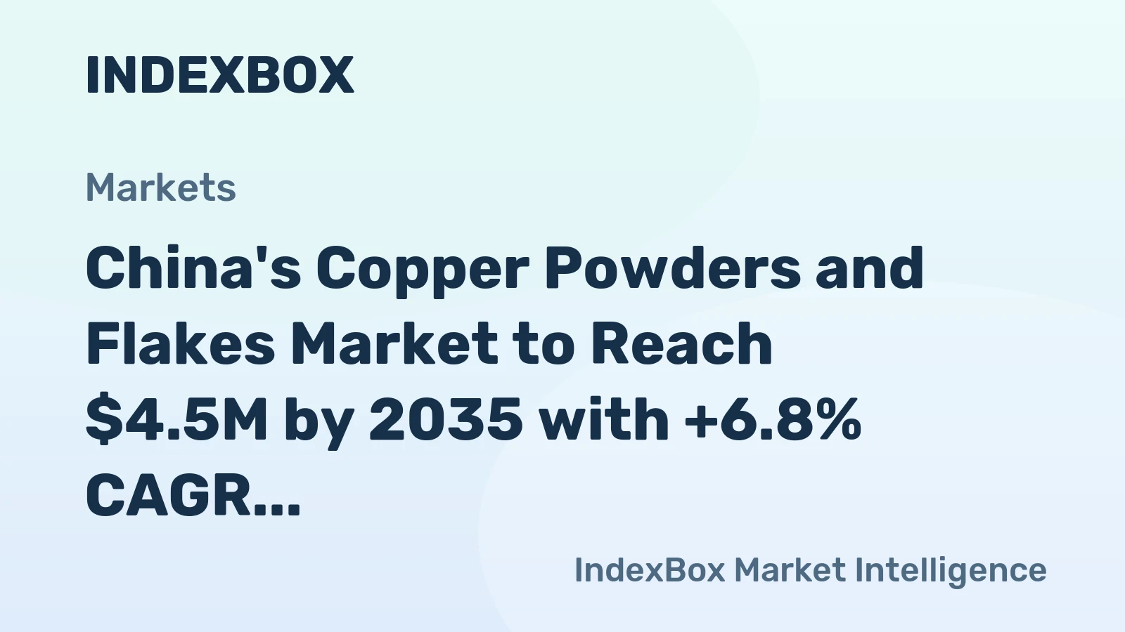 China's Copper Powders and Flakes Market to Reach $4.5M by 2035 with +6.8% CAGR
