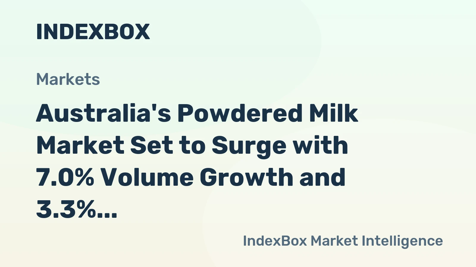 Australia's Powdered Milk Market Set to Surge with 7.0% Volume Growth and 3.3% Value Growth by 2035