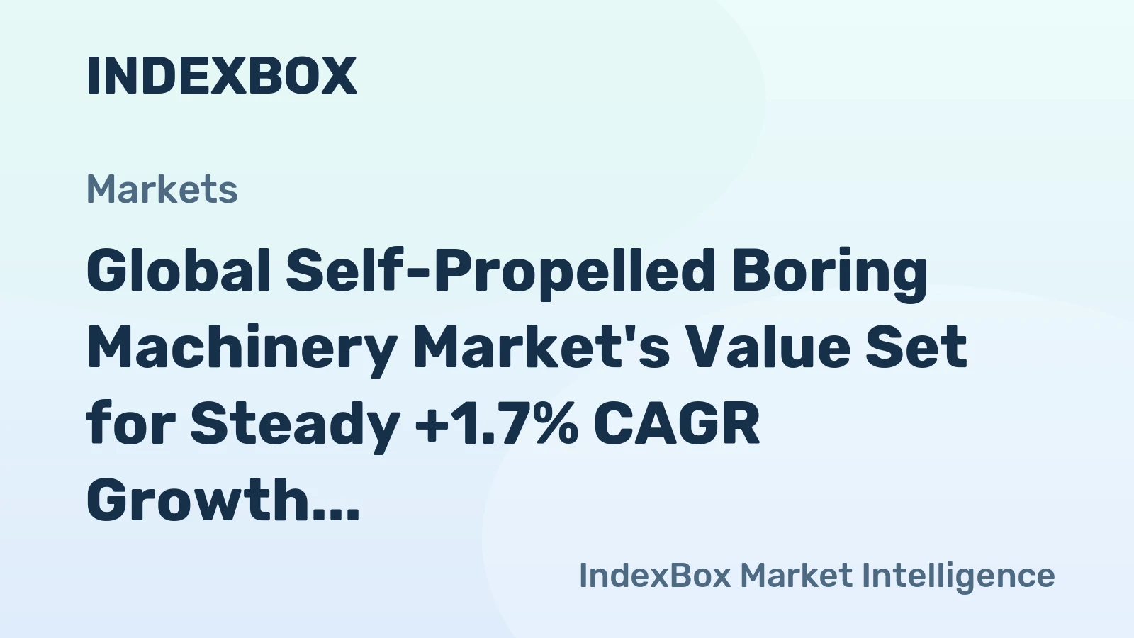 Global Self-Propelled Boring Machinery Market's Value Set for Steady +1.7% CAGR Growth Through 2035