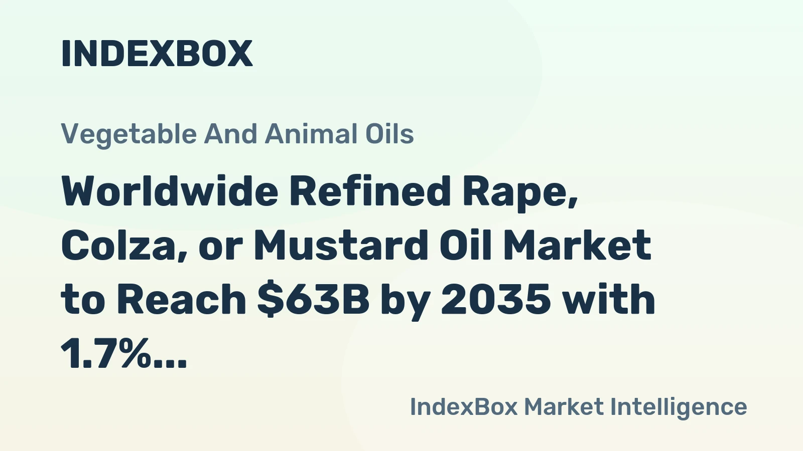 Worldwide Refined Rape, Colza, or Mustard Oil Market to Reach $63B by 2035 with 1.7% CAGR Growth