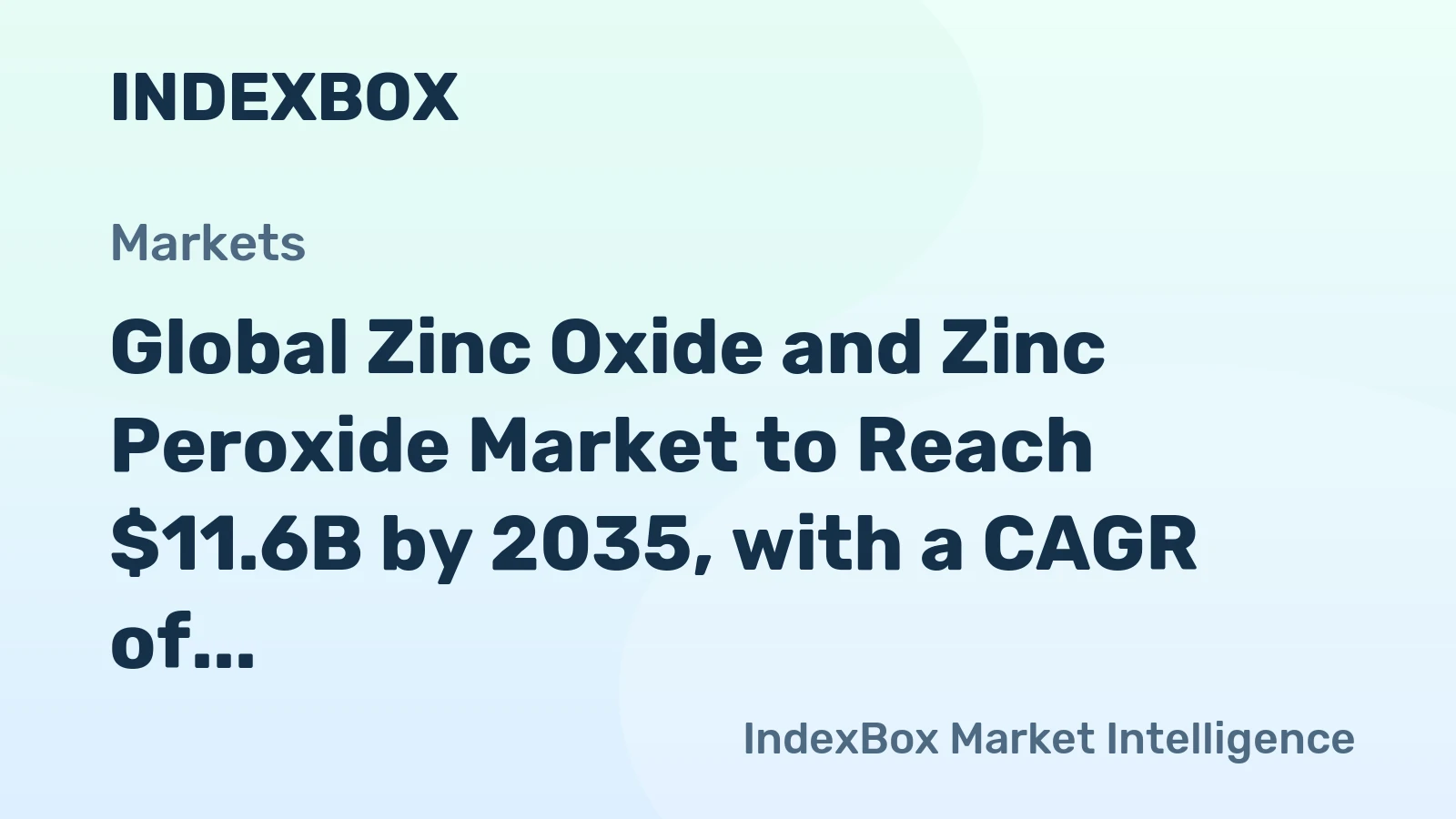 Global Zinc Oxide and Zinc Peroxide Market to Reach $11.6B by 2035, with a CAGR of +3.4%